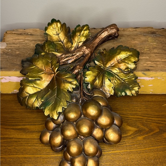 Wall Decor | Vintage Gold Gilt Plaster Grape Cluster Mid Century ...